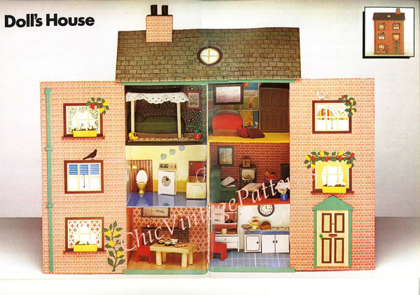 Cardboard Doll's House and Furniture Pattern | ChicVintagePatterns