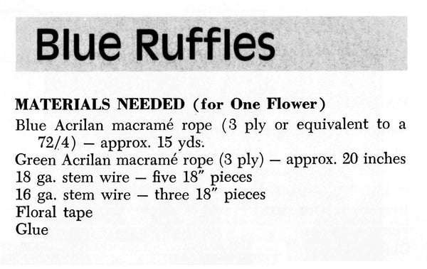 Macrame Flowers Pattern, Blue Ruffle Flowers | ChicVintagePatterns