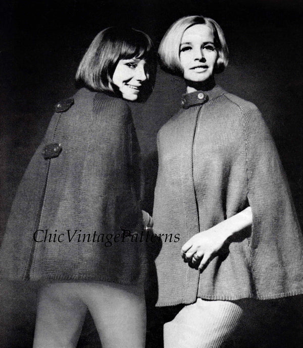 Ladies Knitted Cape Pattern, 1960's Pattern | ChicVintagePatterns