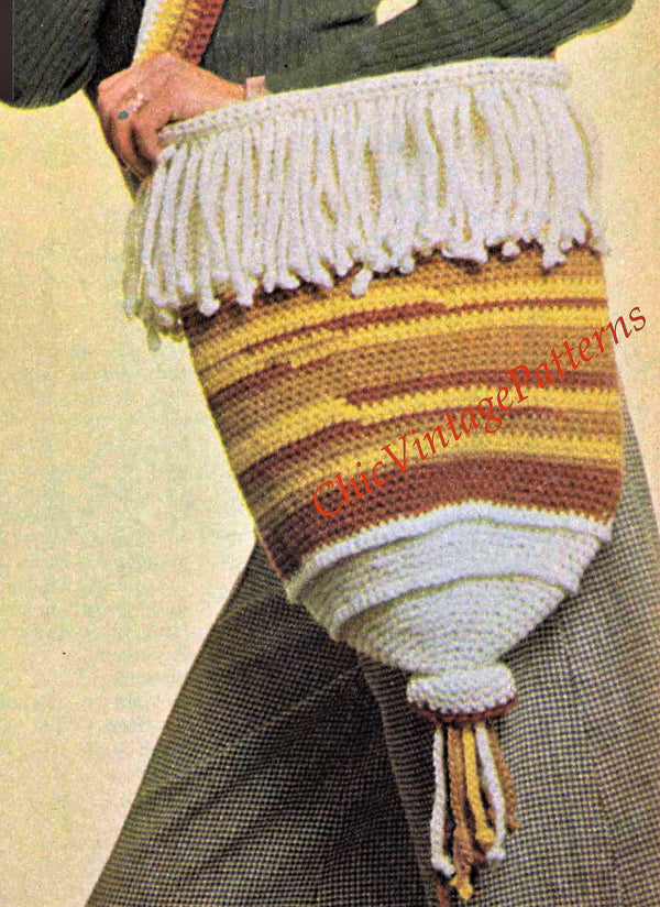 Large Retro Crochet Tote Bag Pattern | ChicVintagePatterns
