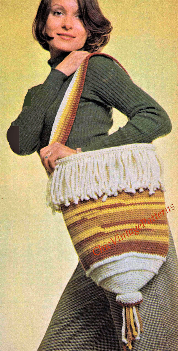 Large Retro Crochet Tote Bag Pattern | ChicVintagePatterns