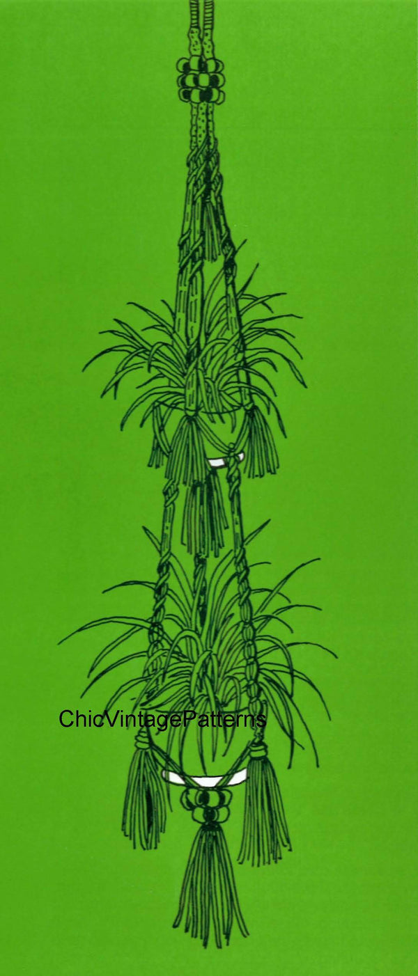 Macrame Pattern, Double Plant Hanger | ChicVintagePatterns