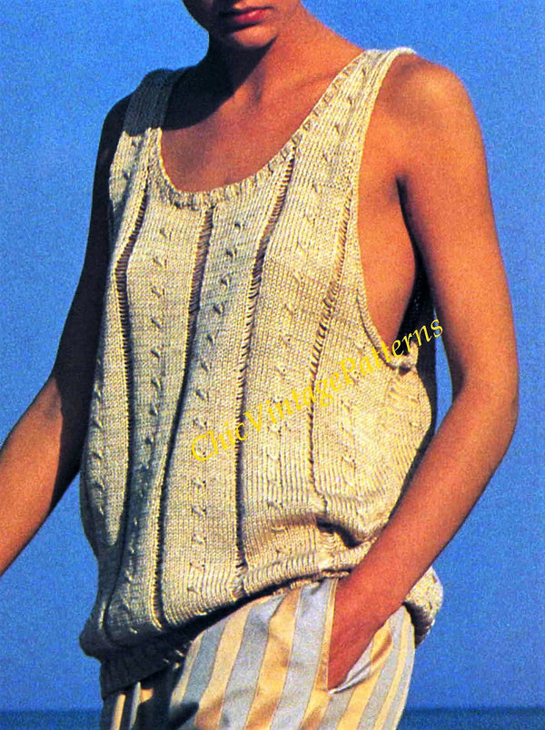 Knitted Ladies Singlet Pattern, Beach Top | ChicVintagePatterns