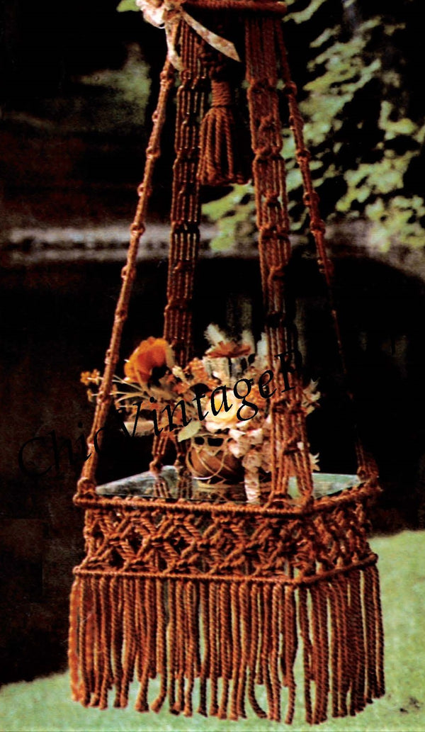 Macrame Hanging Table Pattern, Garden Decor | ChicVintagePatterns