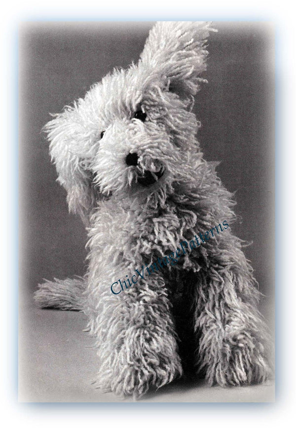 Knitted Toy Dog Pattern, Soft Furry Dog | ChicVintagePatterns