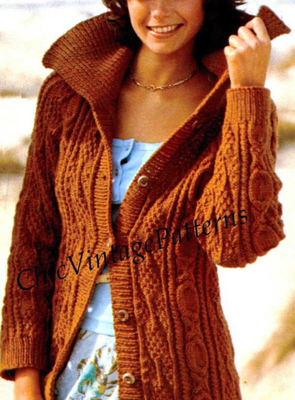 Knitted Aran Jacket Pattern | ChicVintagePatterns