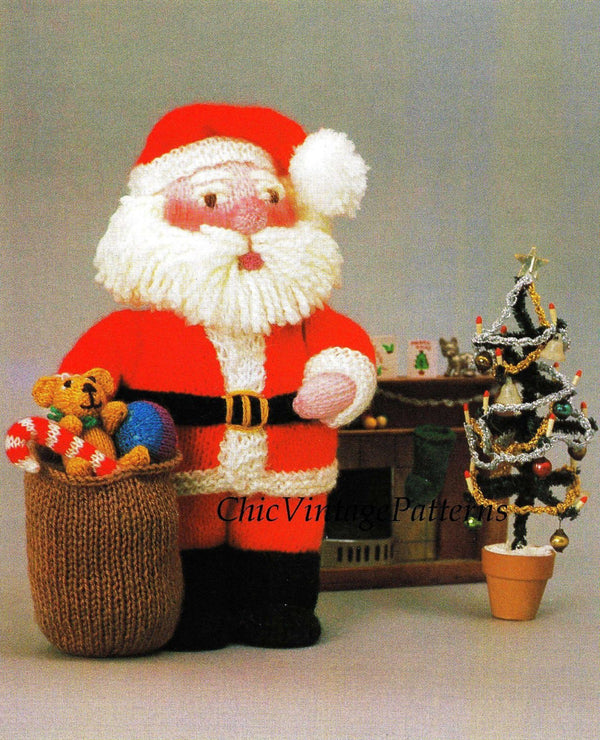 Knitted Santa Soft Toy Pattern | ChicVintagePatterns