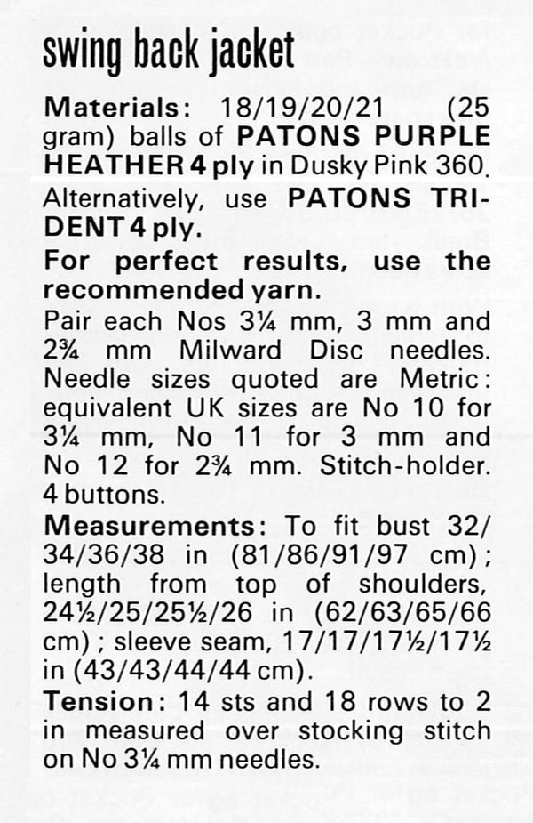 Knitted Jacket Pattern, Swing Back Coat | ChicVintagePatterns