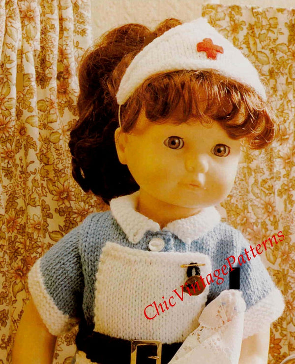 Knitted Dolls Nurses Uniform Pattern | ChicVintagePatterns