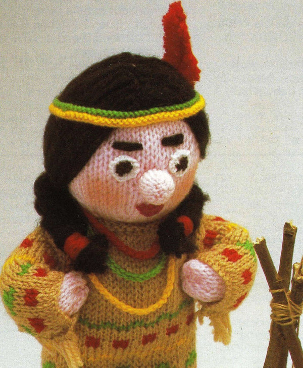 Knitted Soft Toy Pattern, Indian Squaw | ChicVintagePatterns