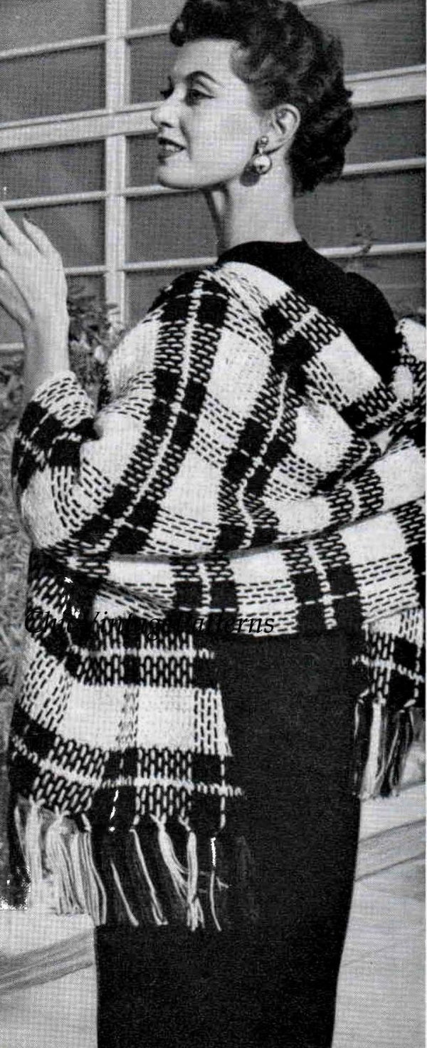 Crochet Tartan Wrap Pattern, Plaid Shawl, | ChicVintagePatterns